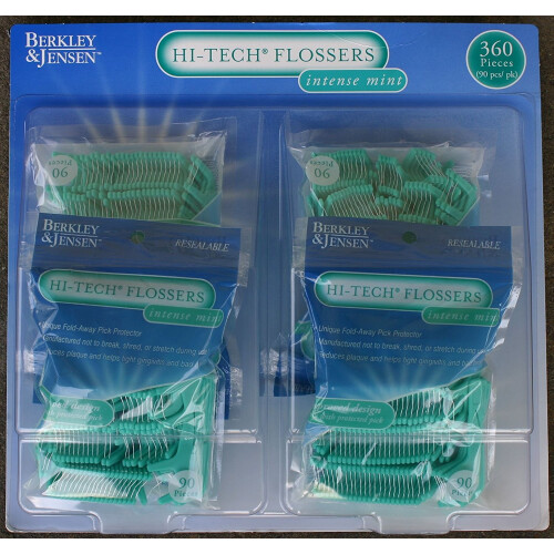 Berkley & Jensen Hi-tech Flossers Intense Mint (4 bags 90 pieces each ...
