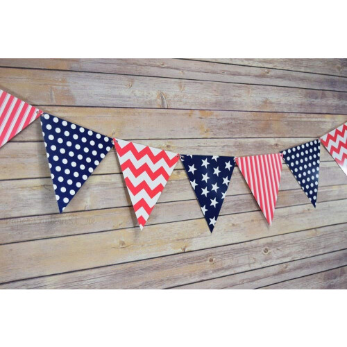 PaperLanternStore.com 4th of July Red White and Blue Triangle Flag ...
