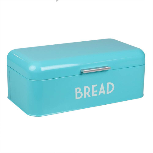 Retro Bread Box For Kitchen Countertop Metal Turquoise By Home Basics ...