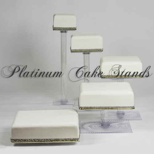 platinumcakeware 5 TIER CASCADE WEDDING CAKE AND CUPCAKE STAND SQUARE ...