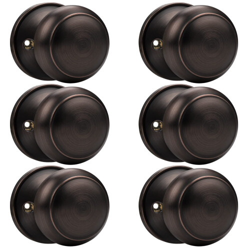 Probrico Half Dummy Door Knob Flat Ball Interior Door Knobs Non-Turning Door Handles, Oil Rubbed ...