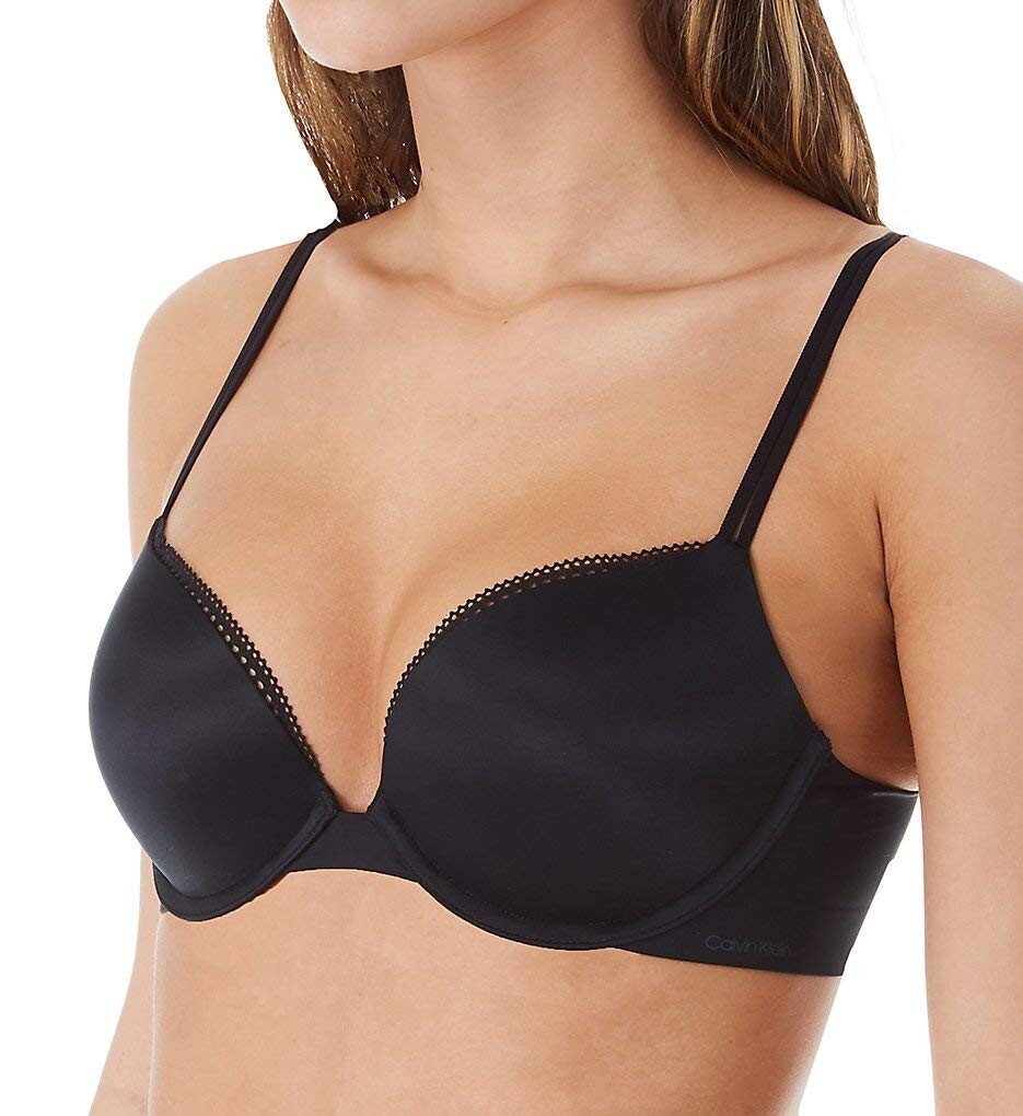 Calvin Klein Women's Liquid Touch Push Up Plunge Bra black 38C on OnBuy