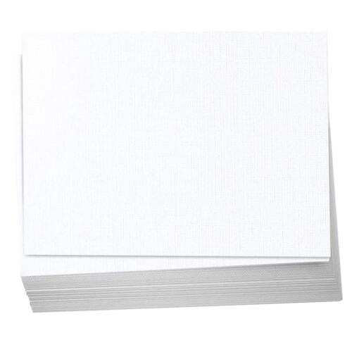 Hamilco 5x7 White Linen Textured Cardstock Paper Blank Index Cards Flat ...