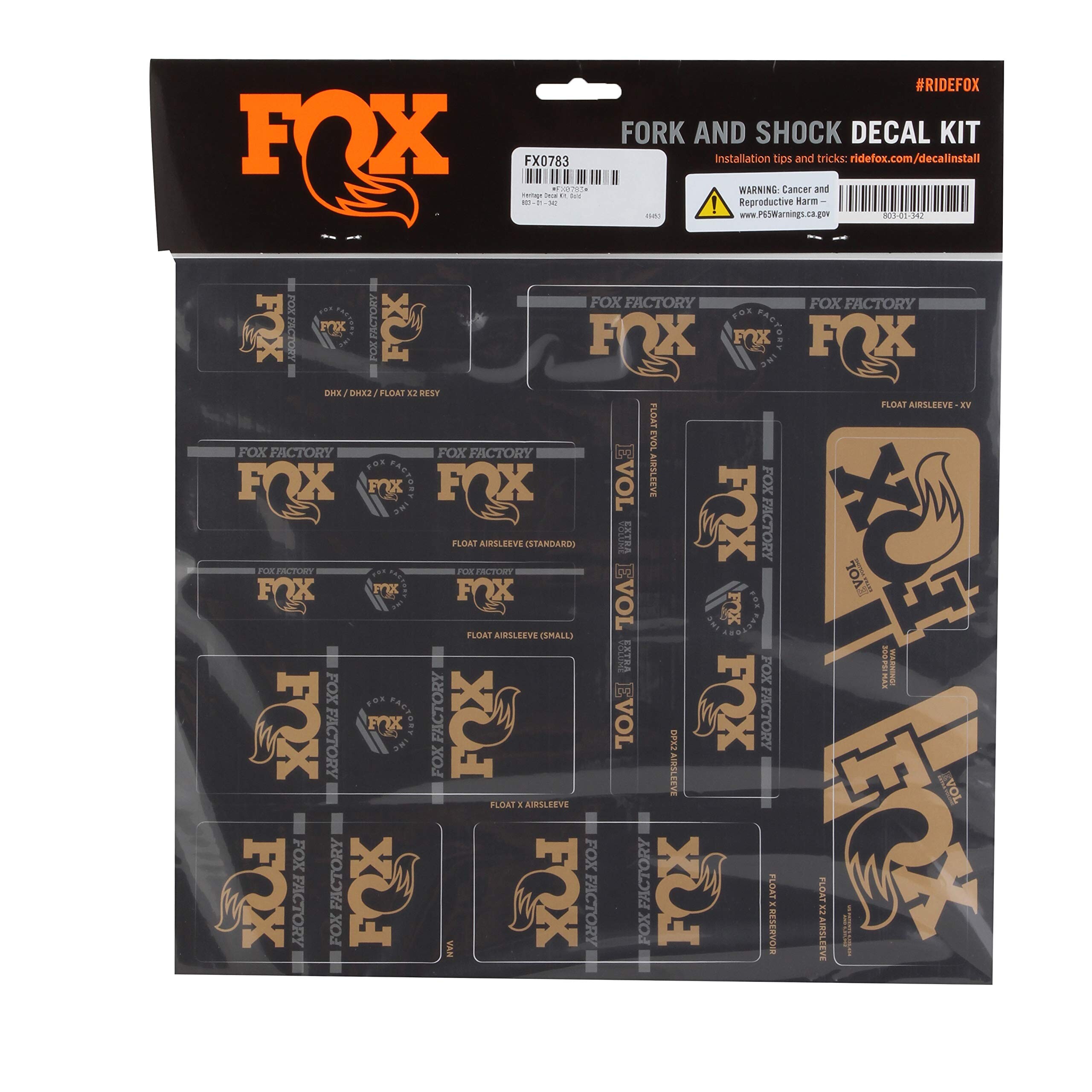 Fox Racing Shox Heritage Fork and Shock Decal Kit Gold One Size on OnBuy