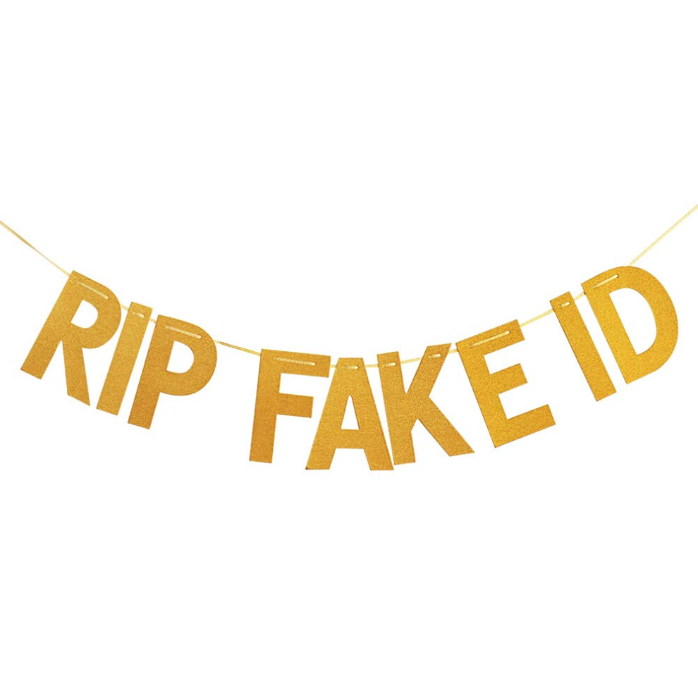 Funny 21st Birthday Decorations for Him Her Gold Glitter Rip Fake ID ...