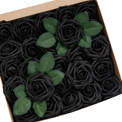 Jelofly Artificial Flowers Black Roses 50pcs Real Looking Fake Flowers ...