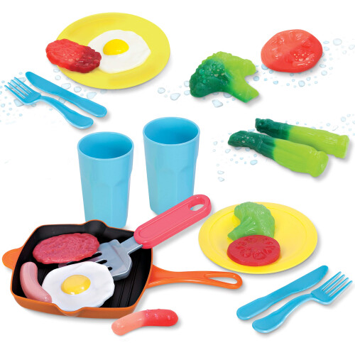 Kidzlane Kitchen Play Food and Dishes Set 22 Piece Water Activated ...