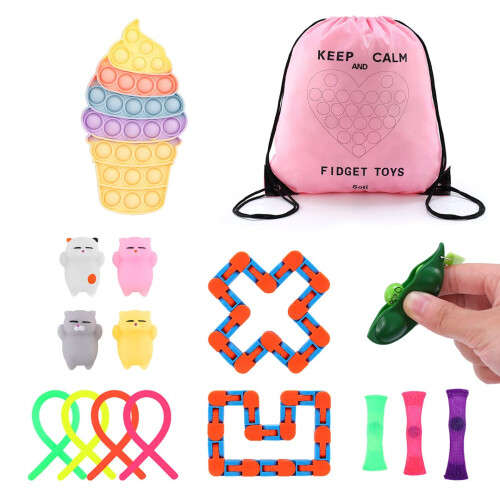 Pink Fidget Packs with Pop Bubble Fidget Toys for Girls with Custom ...