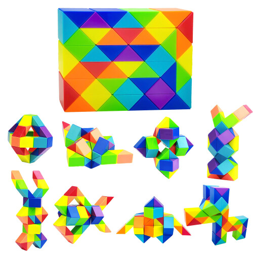 1PC Snake Fidget Toy Cube Twist Puzzle 48 Wedges Large Size Rainbow ...