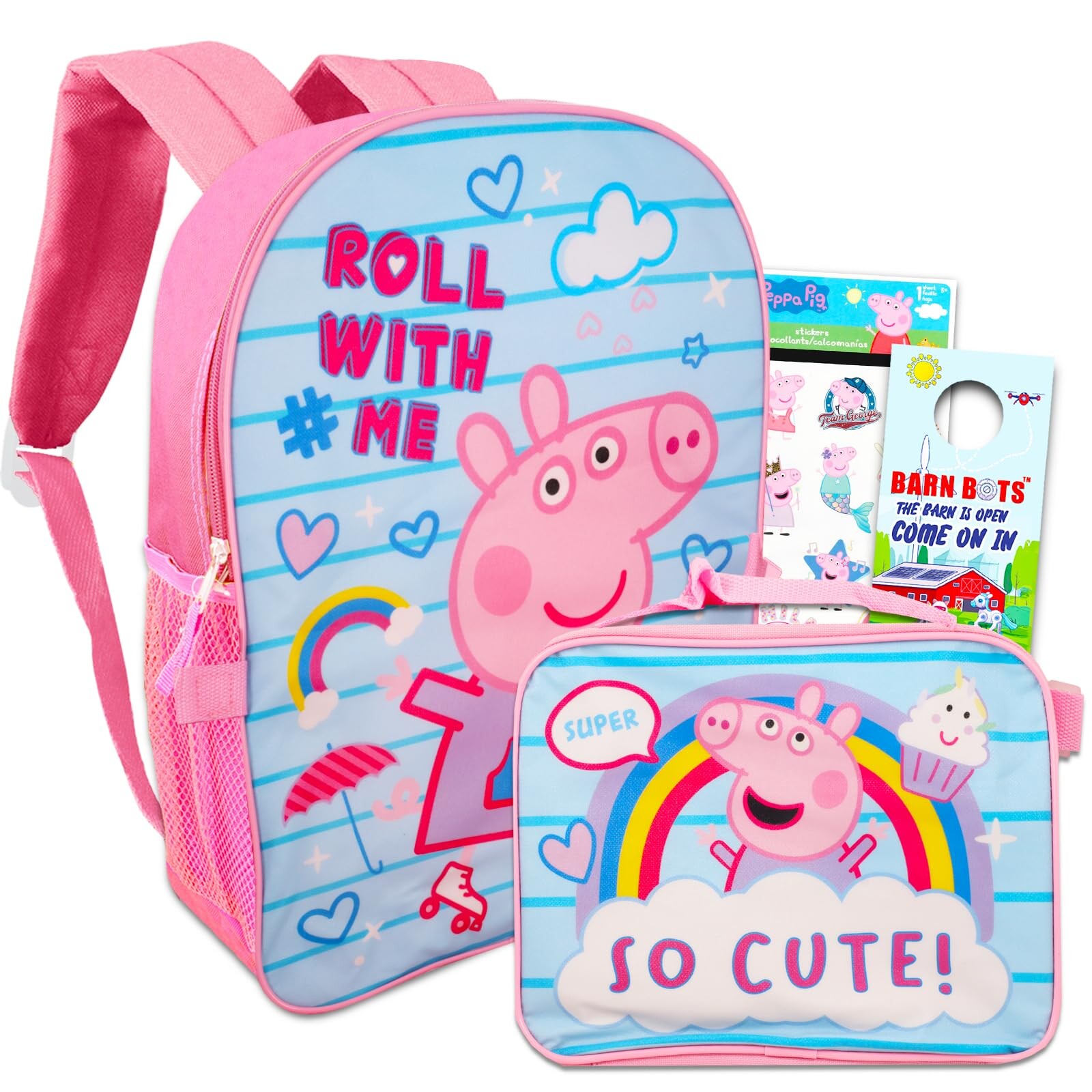 Peppa Pig Backpack Lunch Box Set For Kids Toddlers ~ 3 Pc Bundle With ...