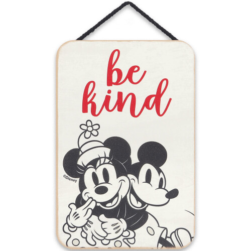 Disney Mickey Mouse and Minnie Mouse Hanging Sign - Be Kind Wood Wall ...