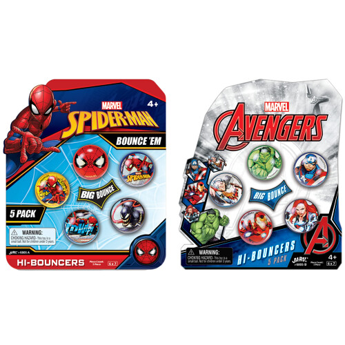 JA-RU Marvel Avengers & Spiderman Small Bouncy Balls (2 Pack 5 Balls ...