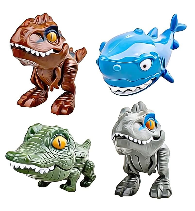 DR DINGUS Jurassic Dinosaur Chomp Champs - 4 Pack - Educational Gift ...