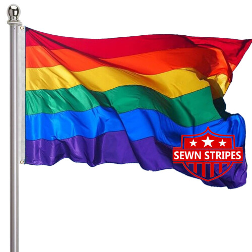 Rainbow Pride Flag 3x5 OutdoorLGBTQ Flags Pride Flag Sewn Stripes Vivid ...