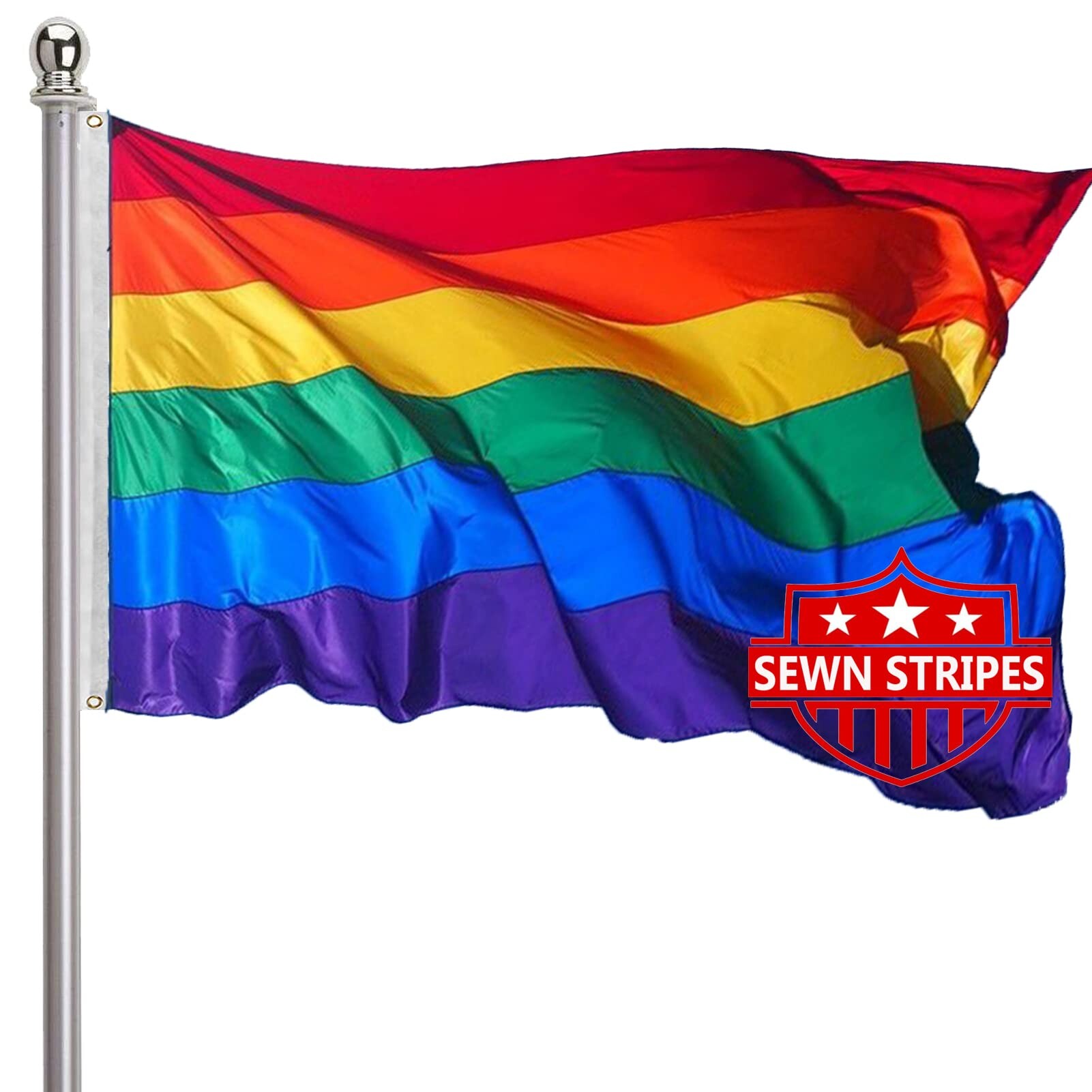Rainbow Pride Flag 3x5 OutdoorLGBTQ Flags Pride Flag Sewn Stripes Vivid ...