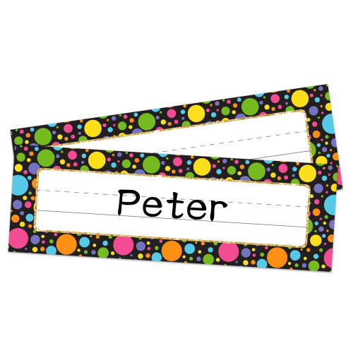 PETCEE 36Pcs Watercolor Dots Desk Name Plates for School Classroom ...
