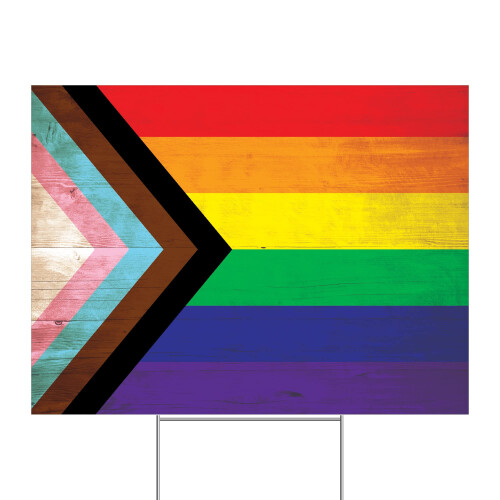 Imagine Signs | Rustic Rainbow Progress Pride Flag Yard Sign | 18"" x ...