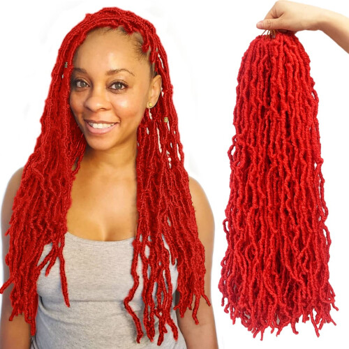 24 Inch 7 Packs Bright Red Soft Locs Crochet Hair Color New Faux Locs ...