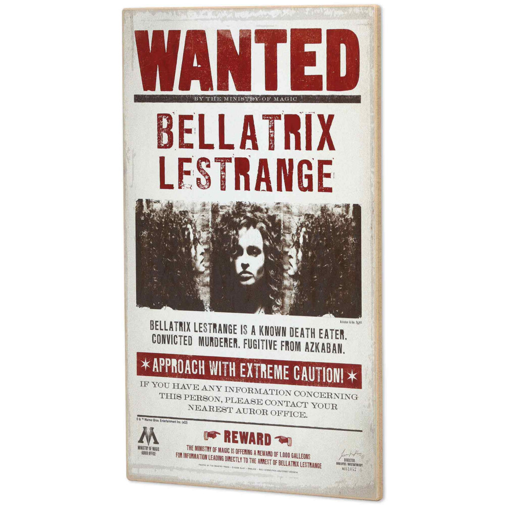 Open Road Brands Harry Potter Bellatrix Lestrange Wanted Poster Wood ...
