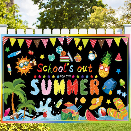 KYMY Goodbye School Summer Pool Backdrop Banner with 70.8""""X43.3 ...