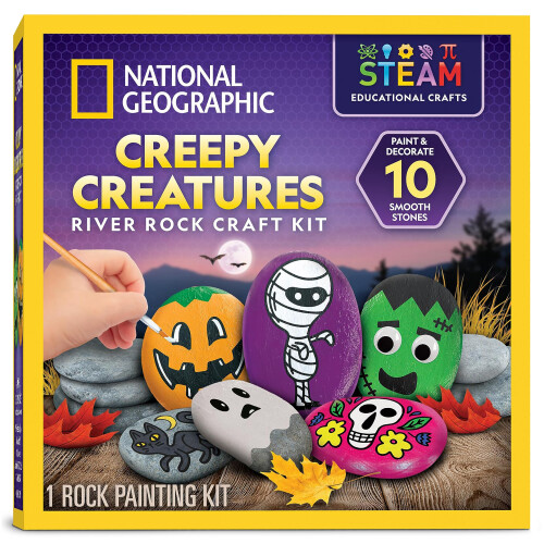 NATIONAL GEOGRAPHIC Creepy Creatures Rock Painting Kit - Halloween Arts ...