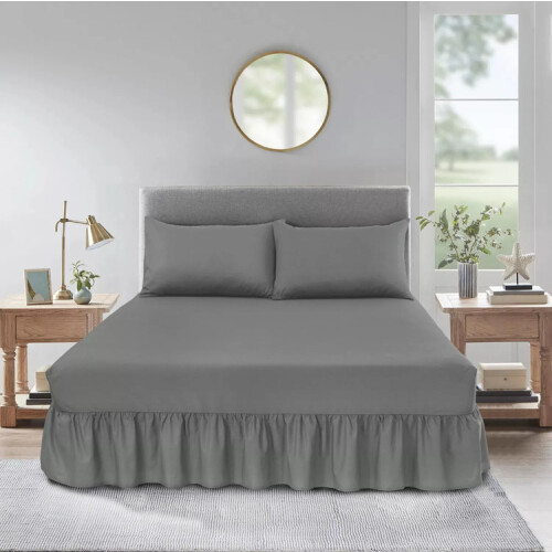 (GREY, Single) Fitted Valance Sheet - Luxury Extra Deep 100% Polycotton ...