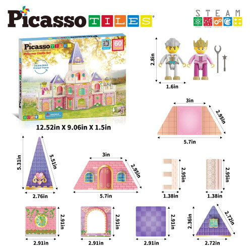 PicassoTiles Princess Castle Tma Magnetov dladice Stavebnice 2 akcn ...