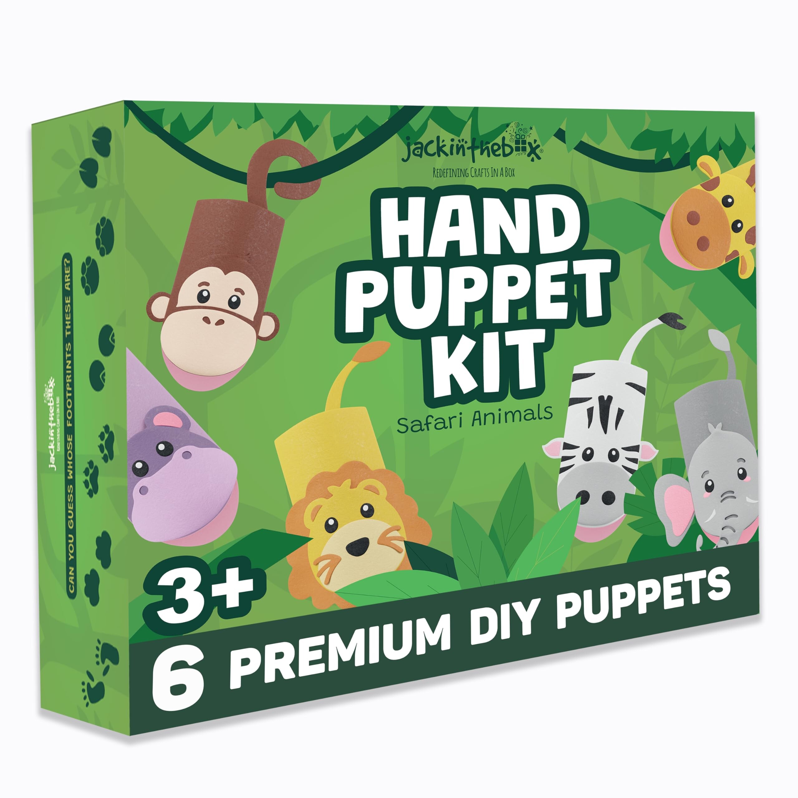 jackinthebox Hand Puppet Making Kit - 6 Safari Animals Felt Puppet ...