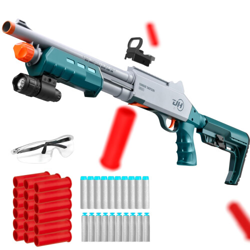 Safe Toy Double Barrel Gun for Boy with Ejecting Shell Soft Bullets ...
