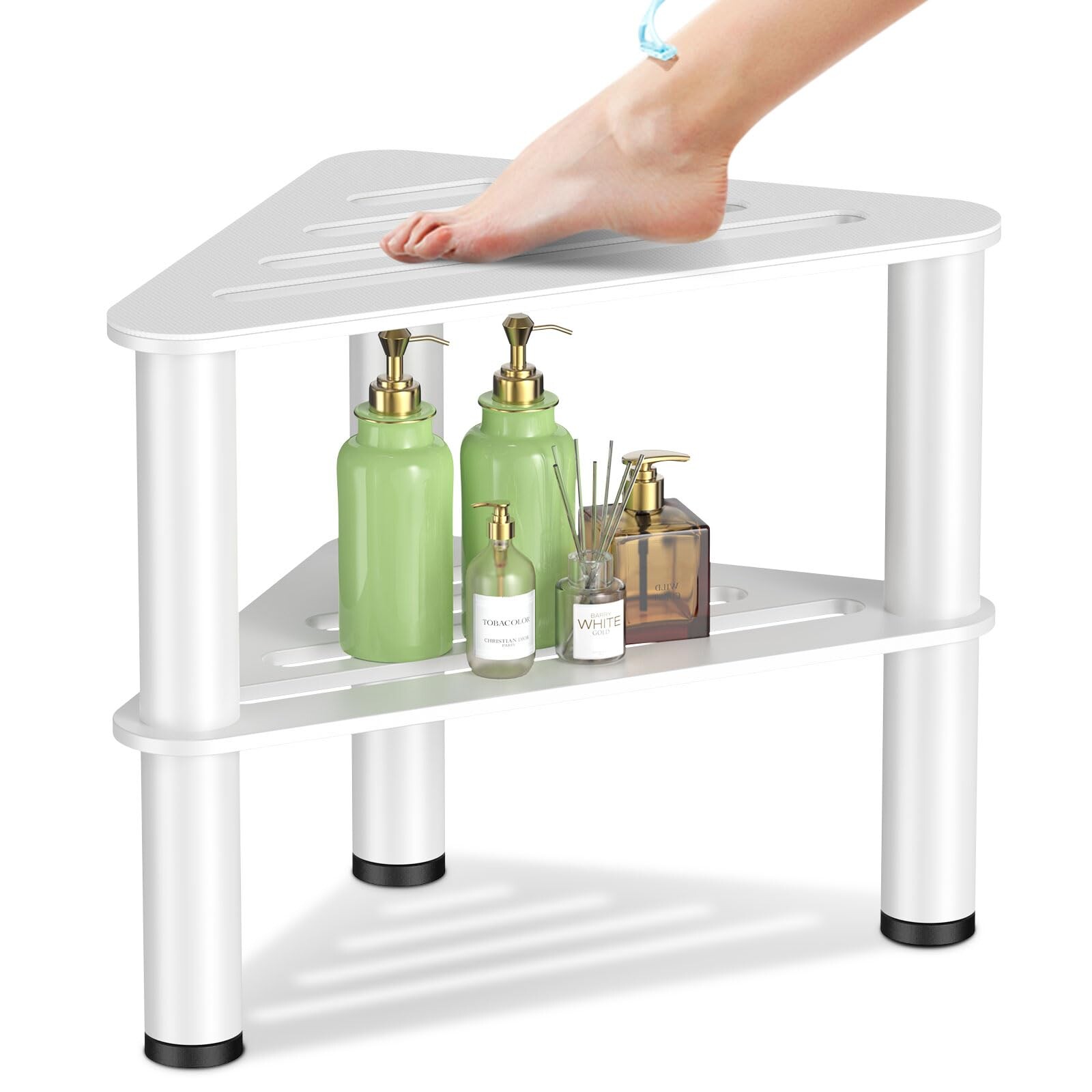Metal Corner Shower Stool for Shaving Legs, Shower Foot Stool with ...