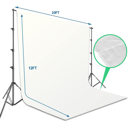 White Background with Stand Photography Backdrop Support Kit with ...