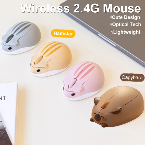 (400x800x3mm) Cute Capybara Wireless Mouse Optical Portable Mute Mice ...