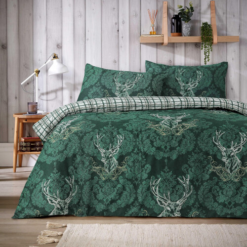 Olivia Rocco Stag Duvet Cover Set Cosy Highland Cotton Rich Quilt ...