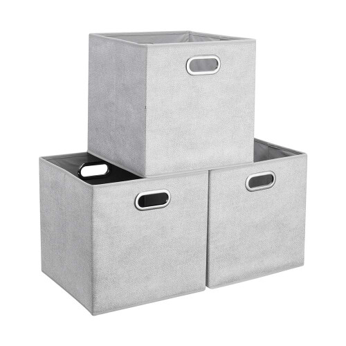 13 inch Storage Cubes Bins Grey White Fabic Storage Cubes Inserts ...