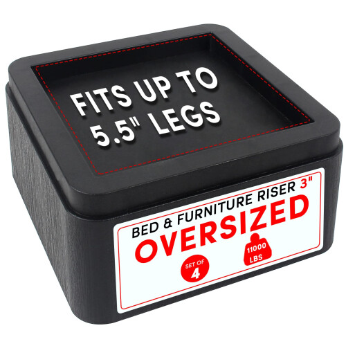DEDU Oversized Bed Risers Heavy Duty Stackable 4 Pack Furniture Risers ...