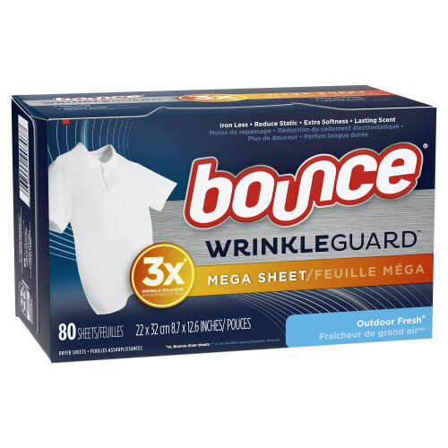 Bounce WrinkleGuard Mega Dryer Sheets Fabric Softener and Wrinkle ...