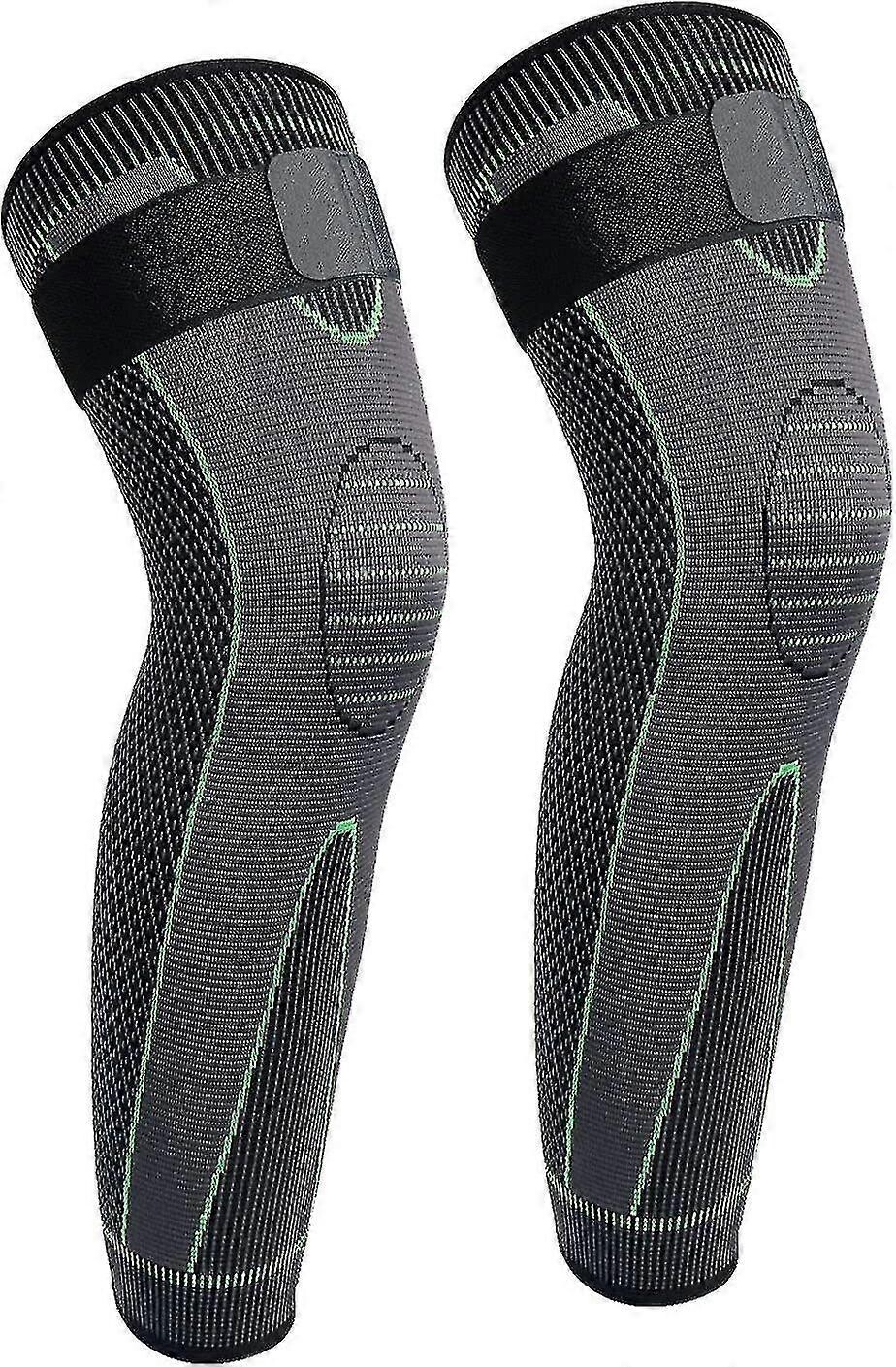 (X-Large (1 Pair), Green-Updated) Full Leg Sleeve Compression Leg ...