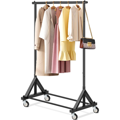 Heavy Duty Clothes Rail for Bedroom, Small Rolling Clothes Rack on ...