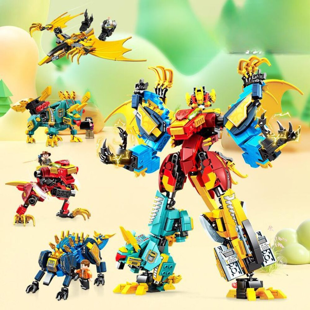842pcs Mech Dinosaur 4 In 1 Dragon Battle Armored Pterosaur Triceratops ...