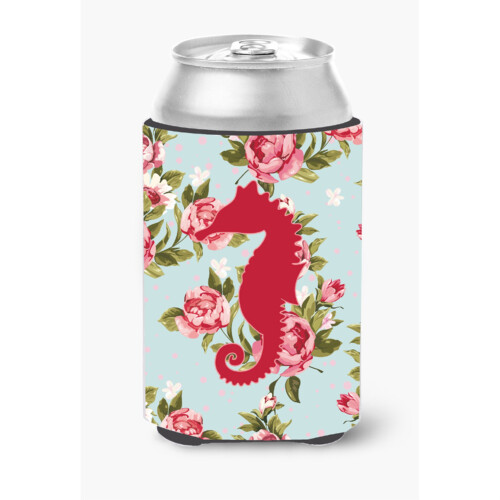 Zeepaardje Shabby Chic Blauwe Rozen Blik of Fles Drank Isolator Hugger ...
