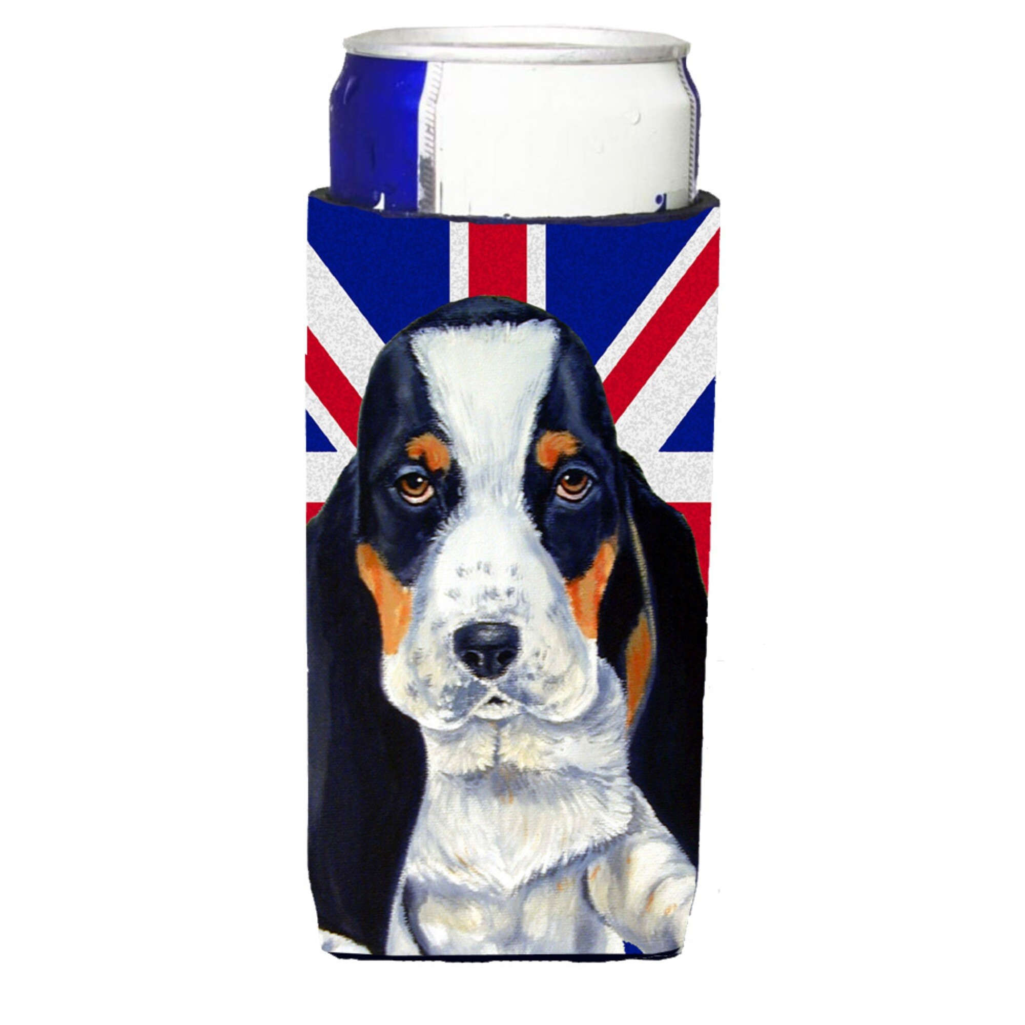 Basset Hound con bandera brit nica y bandera brit nica. Aislantes ...