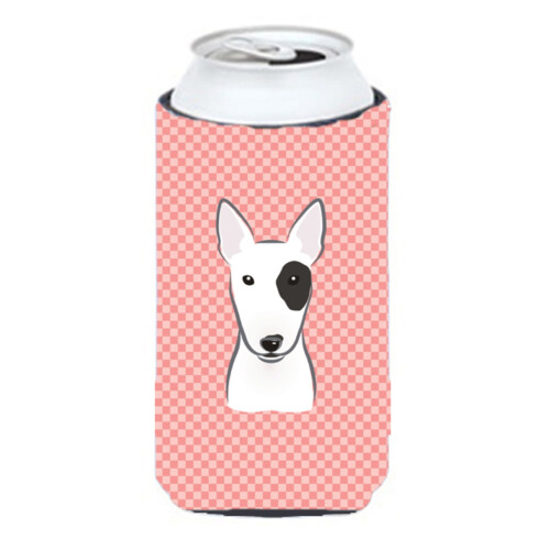 Checkerboard Pink Bull Terrier Tall Boy Beverage Insulator Hugger ...