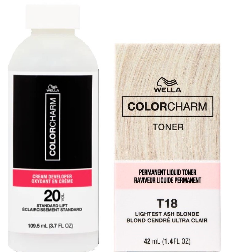 (T18 & 20 Vol. Developer) Wella Color Charm T18 Permanent Liquid Hair ...