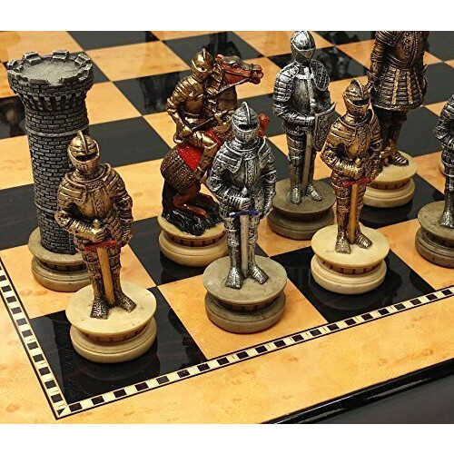 Medieval Times Crusades Gold & Silver Warrior Knights Chess Men Set W ...