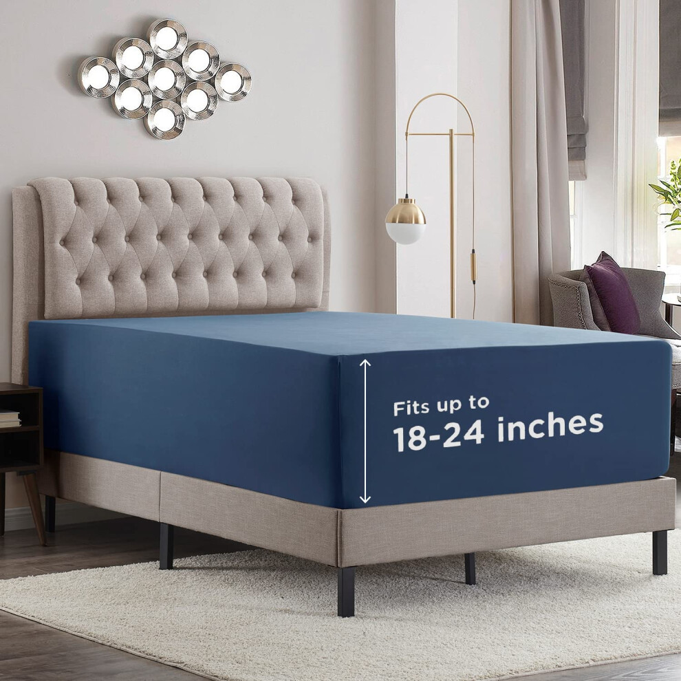 Przescieradlo Empyrean z podwjna kieszenia - granatowe Przescieradlo z ...