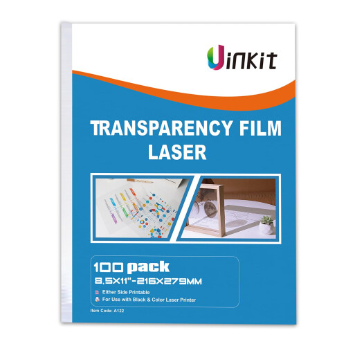 Uinkit 100 Sheets Laser Transparency Film 8.5x11 Color Transparent ...