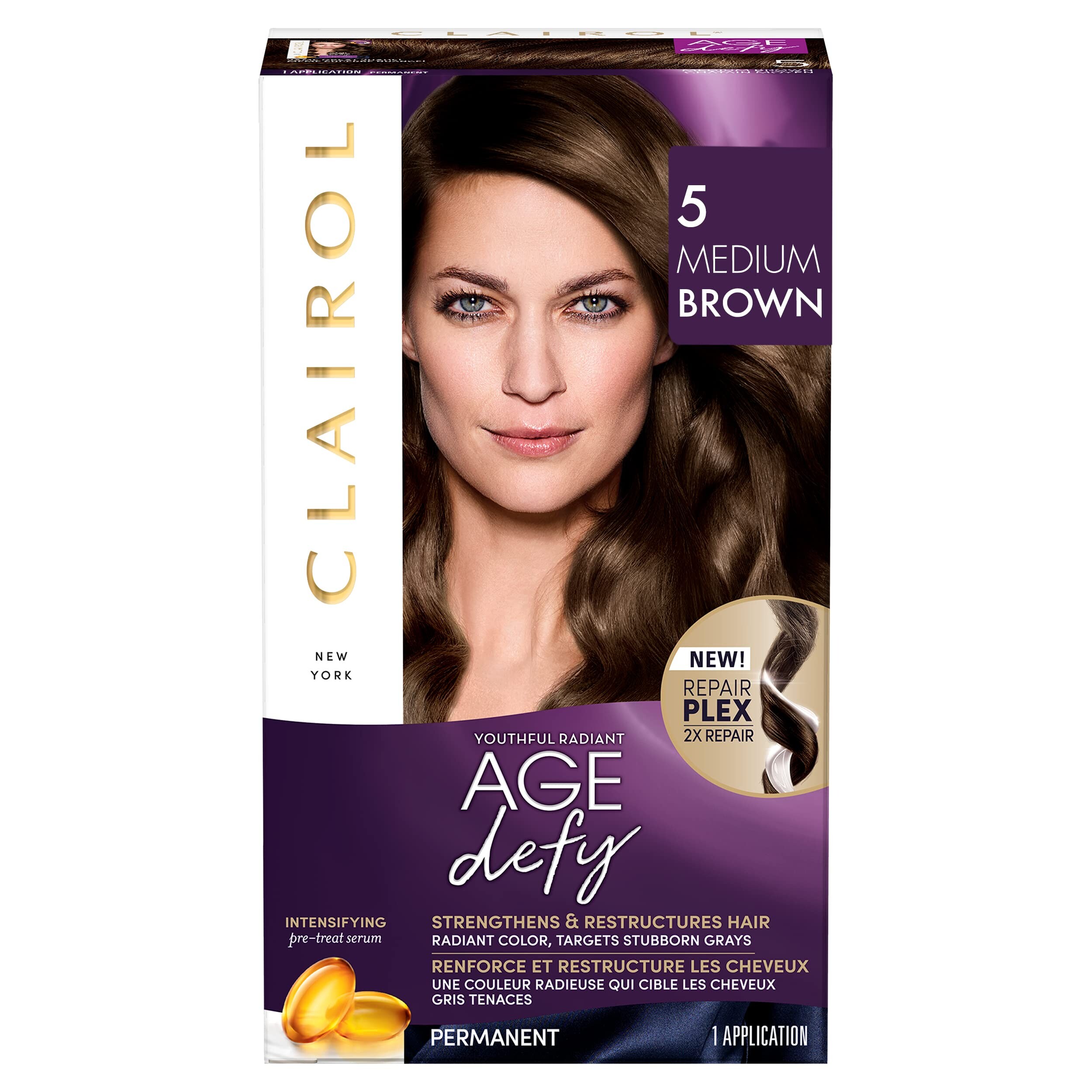 Clairol Age Defy Permanent Hair Dye 5 Medium Brown Hair Color Pack of 1 on OnBuy