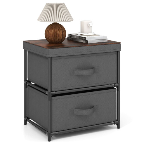 Storage Organizer Nightstand Bedside Table with Removable Lid-Grey on OnBuy
