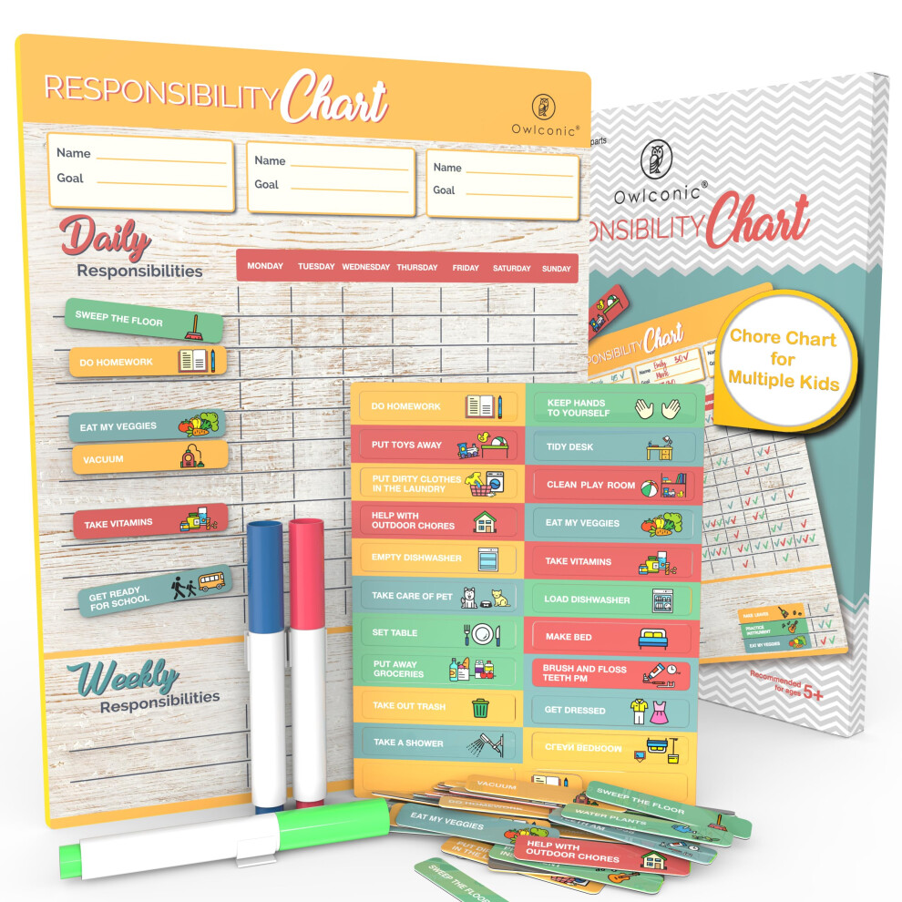 Magnetic Chore Chart for Kids Multiple Kids - Behavior Chart for Kids at Home - Reward Chart for ...
