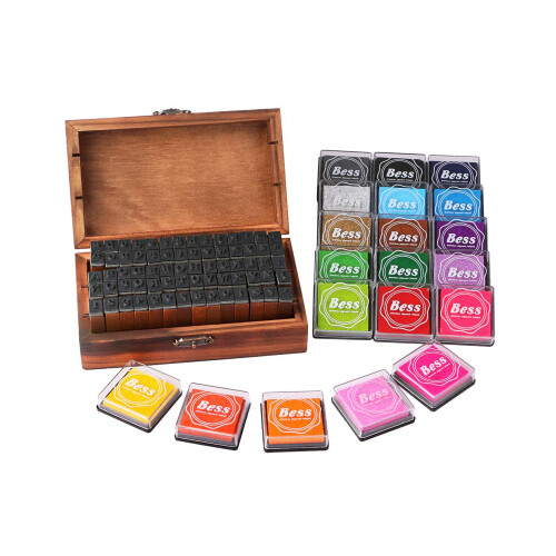 Dedoot Vintage Alphabet Stamps Set with Ink Pad 20 Colors 70pcs Vintage ...